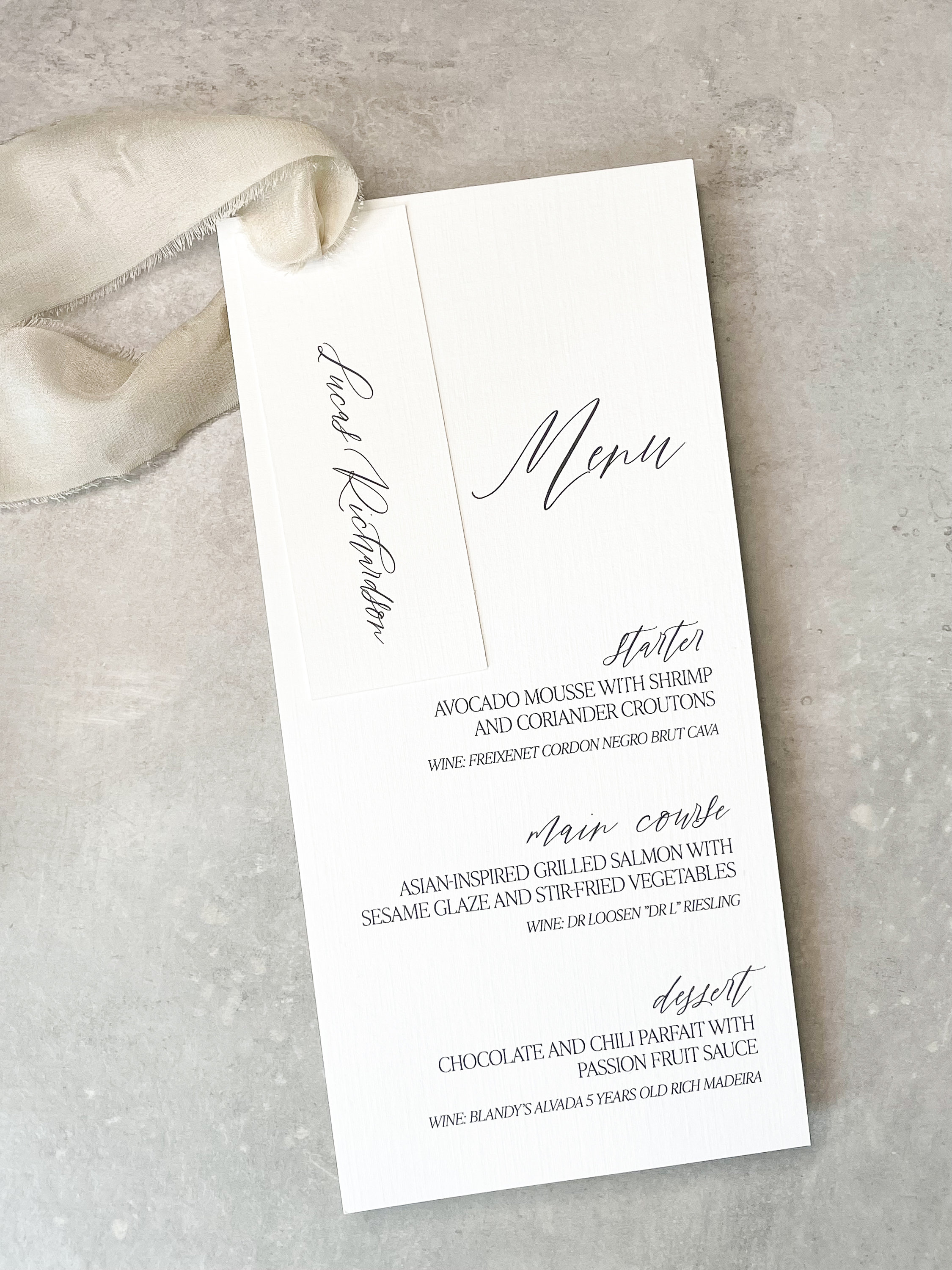 Monochrome Wedding Menu Card Set | Calligraphy Menu Card | Menu Card ...