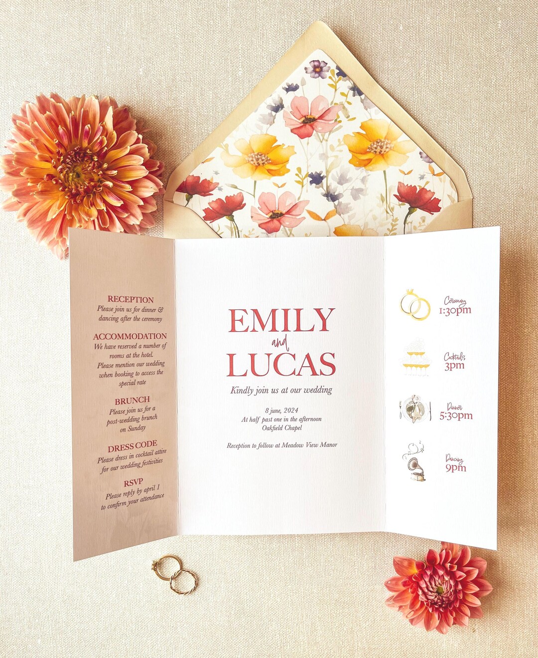 Enchanted Garden Gatefold Wedding Invitation Set | Handmade Wedding ...