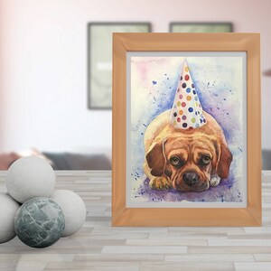 Pet Portrait Custom Christmas Dog Watercolor Hand Painted Portrait ...