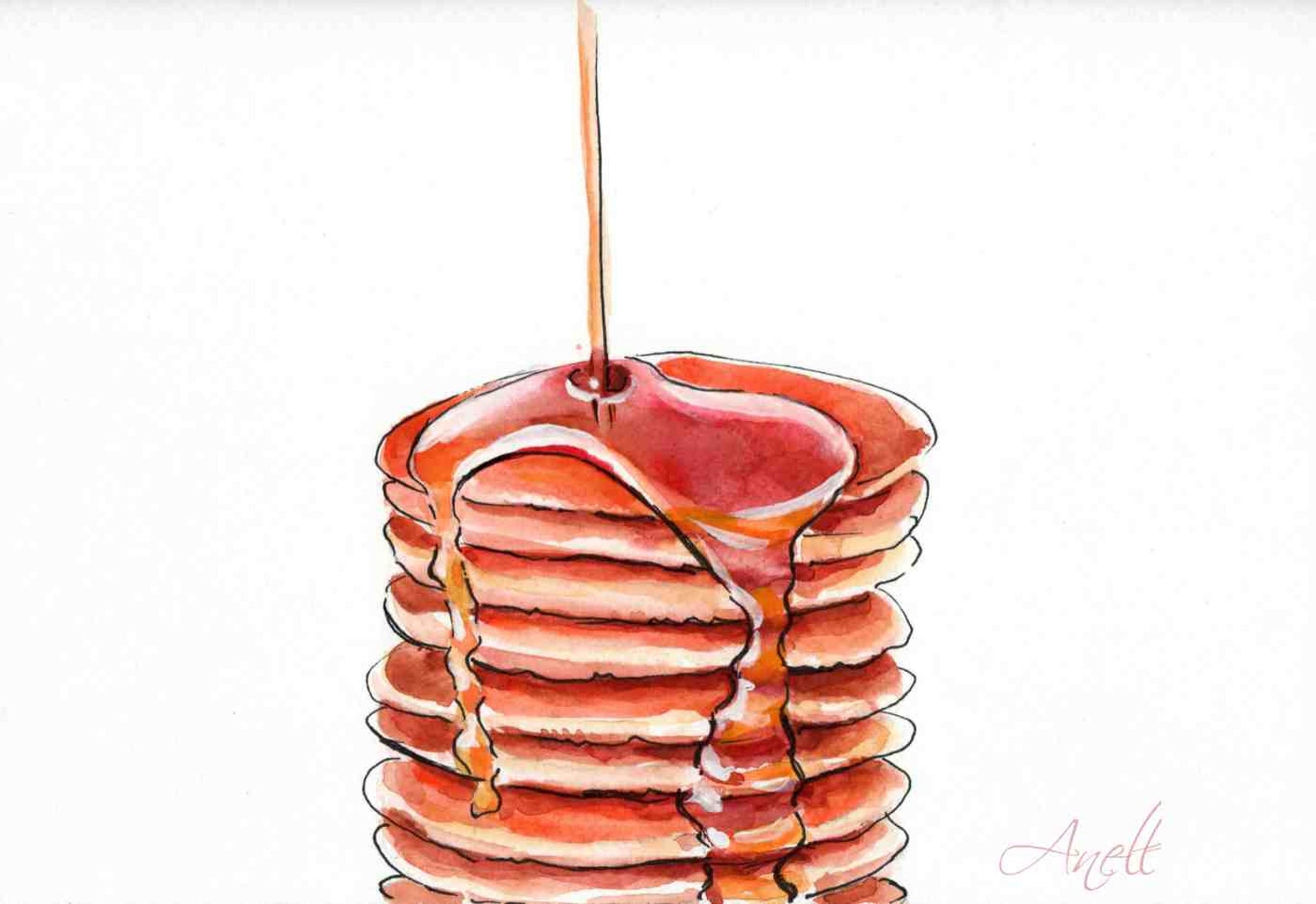 Pancakes Watercolor Print Watercolor Painting Wall Decor | Etsy