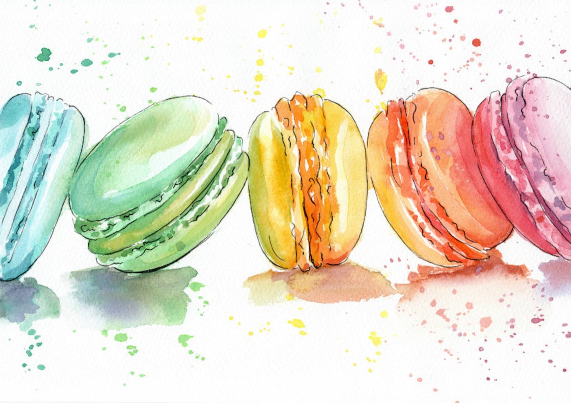 Macaroons Watercolor Print Watercolor Painting Wall Decor - Etsy