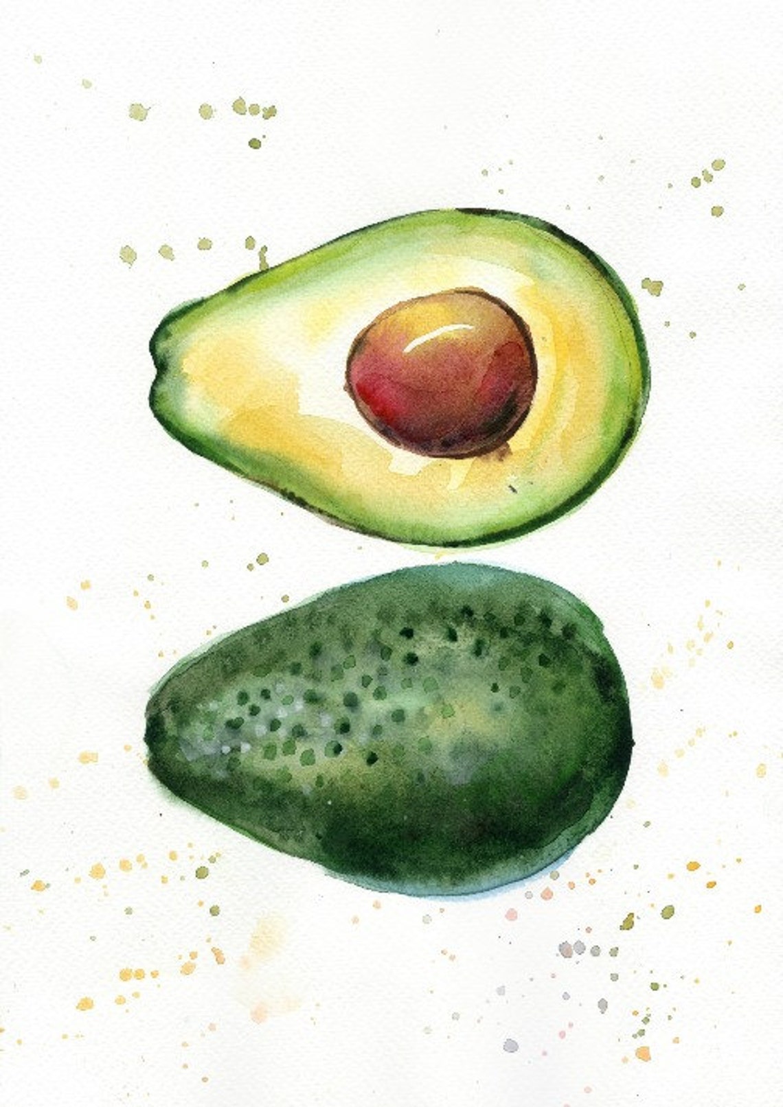 Set of 4 Avocado Watercolor Print Painting Illustration - Etsy