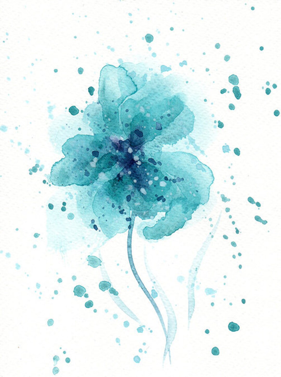 Turquoise Flower Print Abstract Flower Turquoise Art Turquoise ...