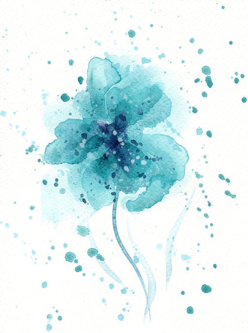 Turquoise Flower Print Abstract Flower Turquoise Art Turquoise ...