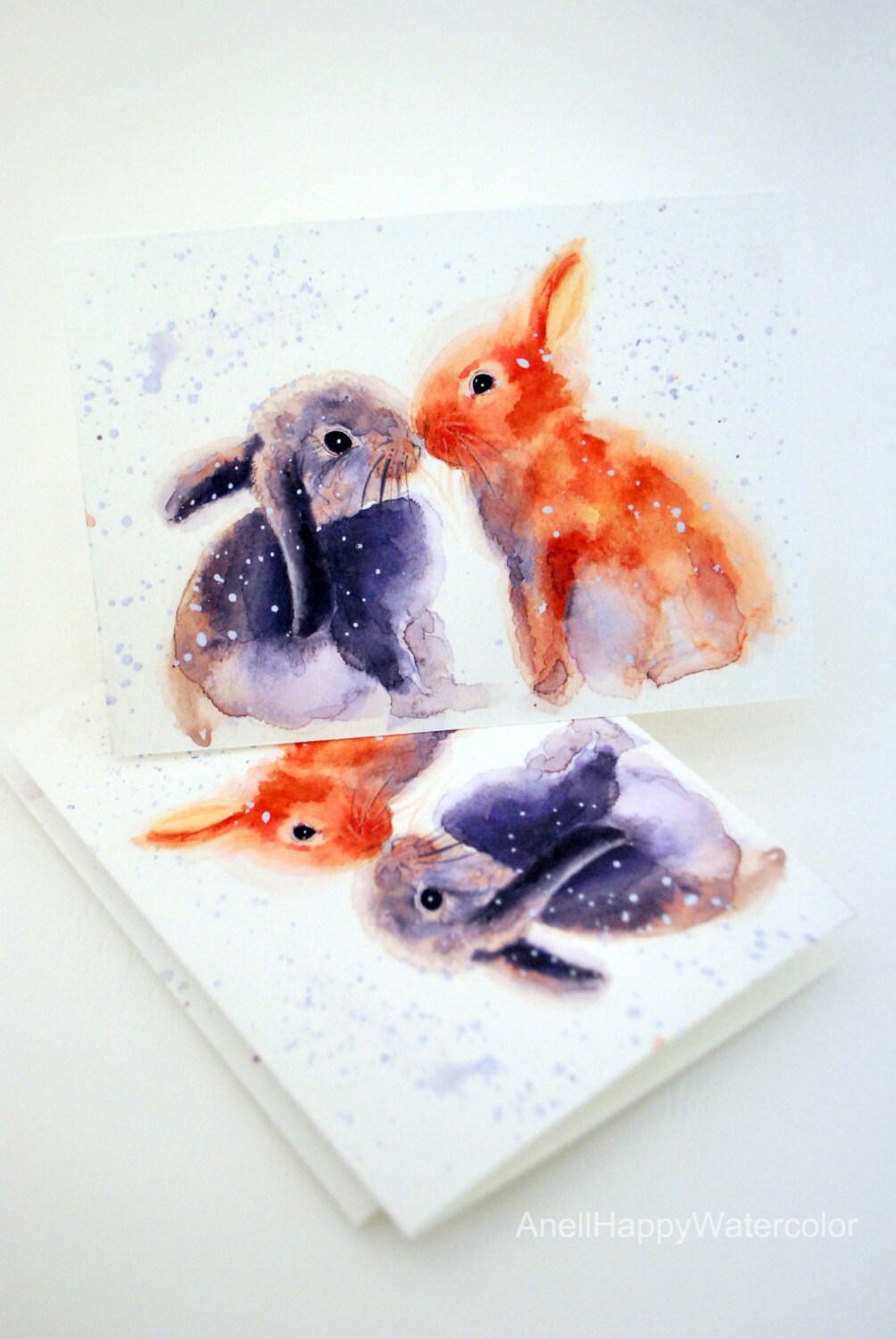 Rabbit Card Set of Cute Bunny Card Set Note Cards Valentine's Day ...