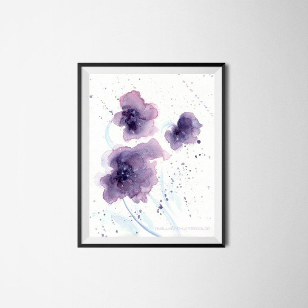 Purple Flower, Watercolor Print, Purple Watercolor, Purple Print ...