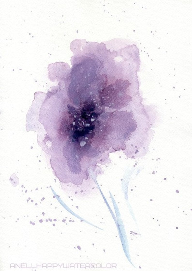 Purple Abstract Watercolor Flower Print Purple Watercolor - Etsy
