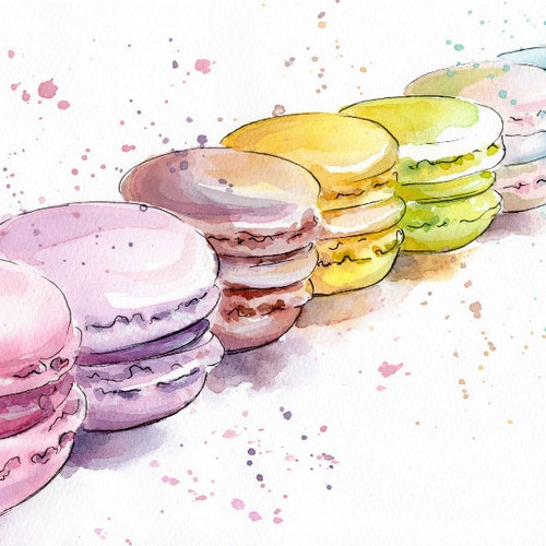 Macaroons Watercolor Print Watercolor Painting Wall Decor - Etsy