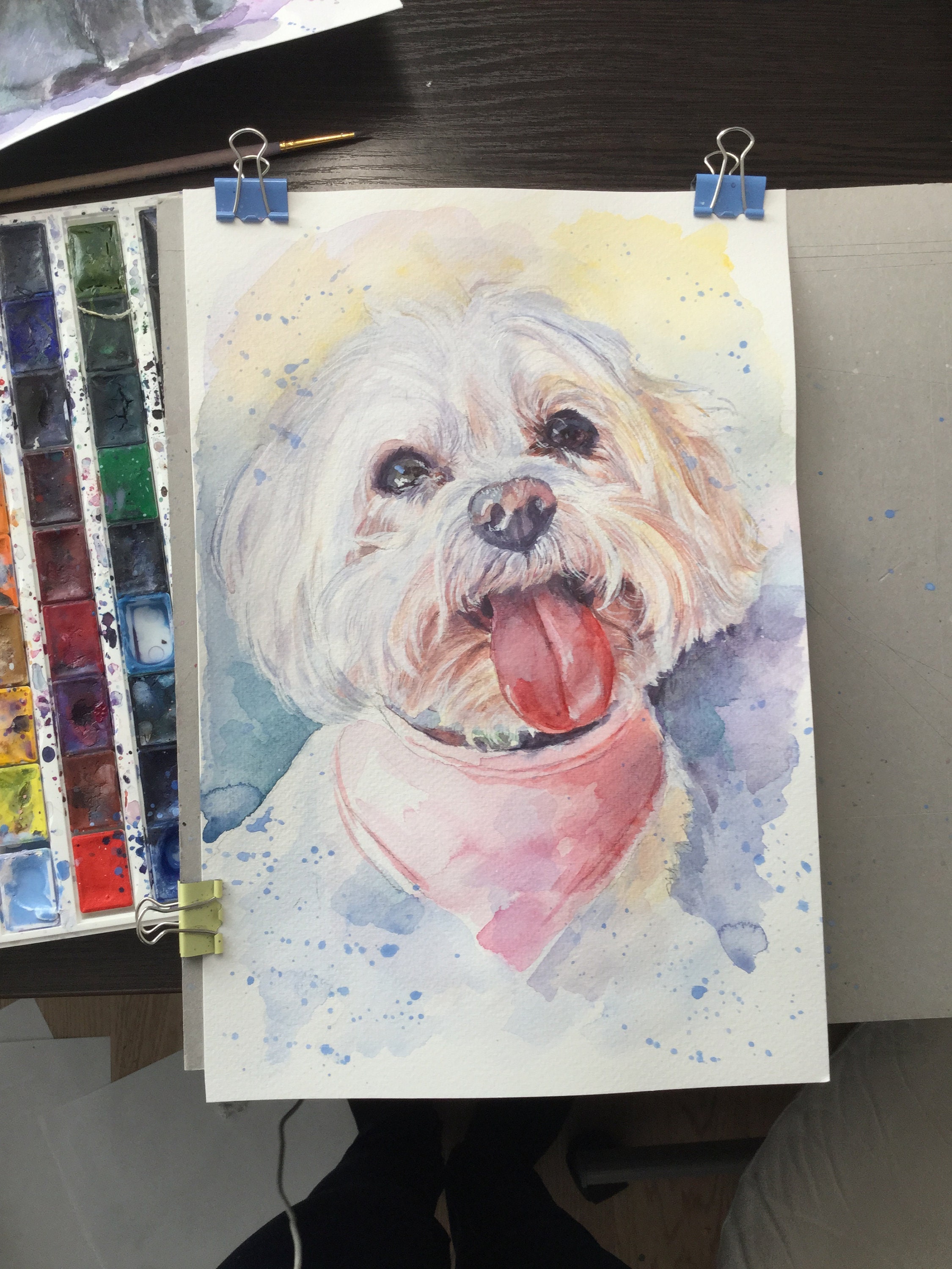 Custom dog portrait Custom Pet Painting Custom Watercolor | Etsy