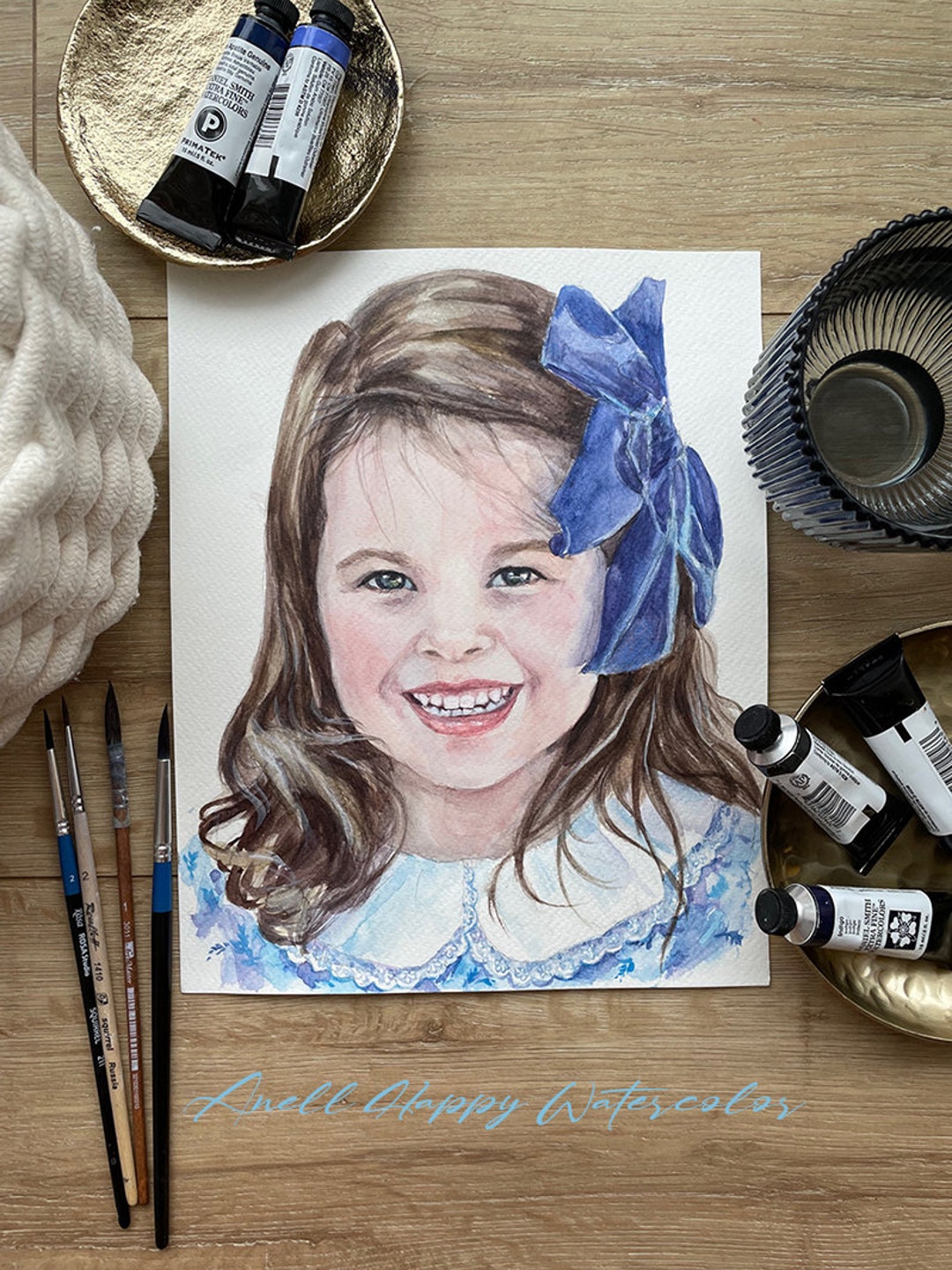 Hand-painted Custom Watercolor Portrait: Child, Woman, Man, Couple ...
