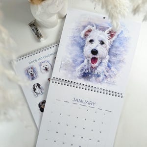 2025 Dogs Calendar, 2025 Dogs Illustrated 12 Posters Calendar, Printed ...