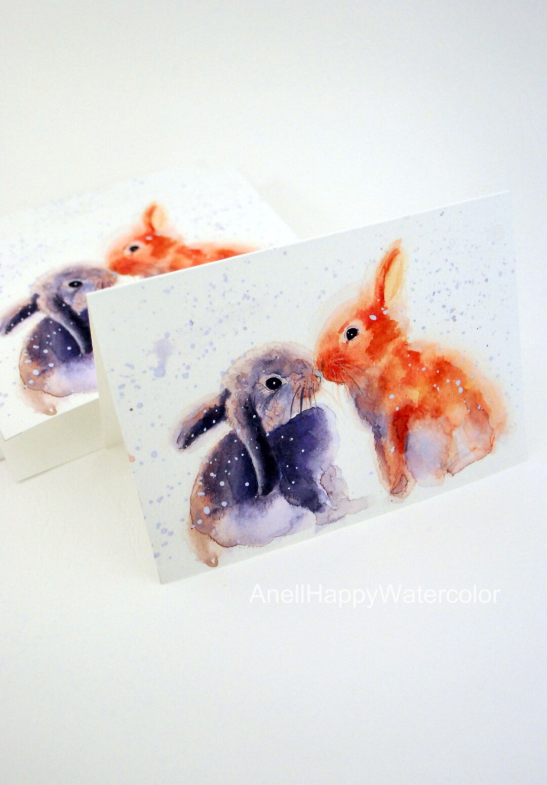 Rabbit Card Set of Cute Bunny Card Set Note Cards Valentine's Day ...