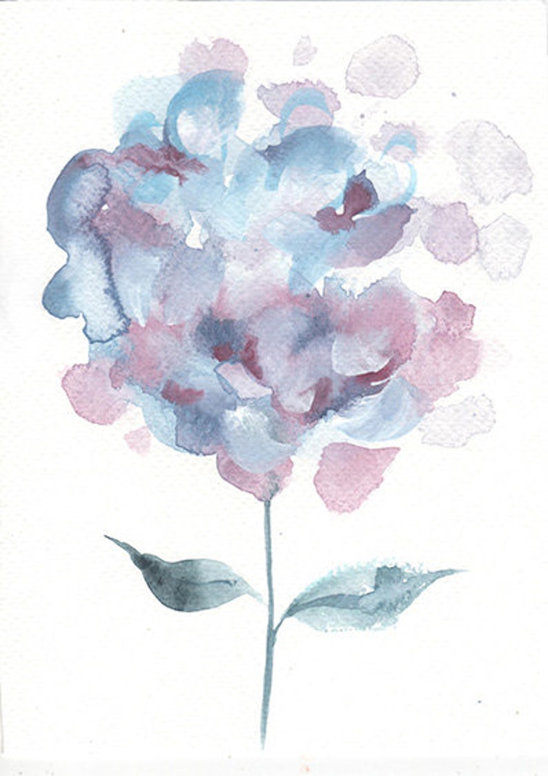 Hydrangea Print Abstract Art Watercolor Print Set of 3 Flower - Etsy