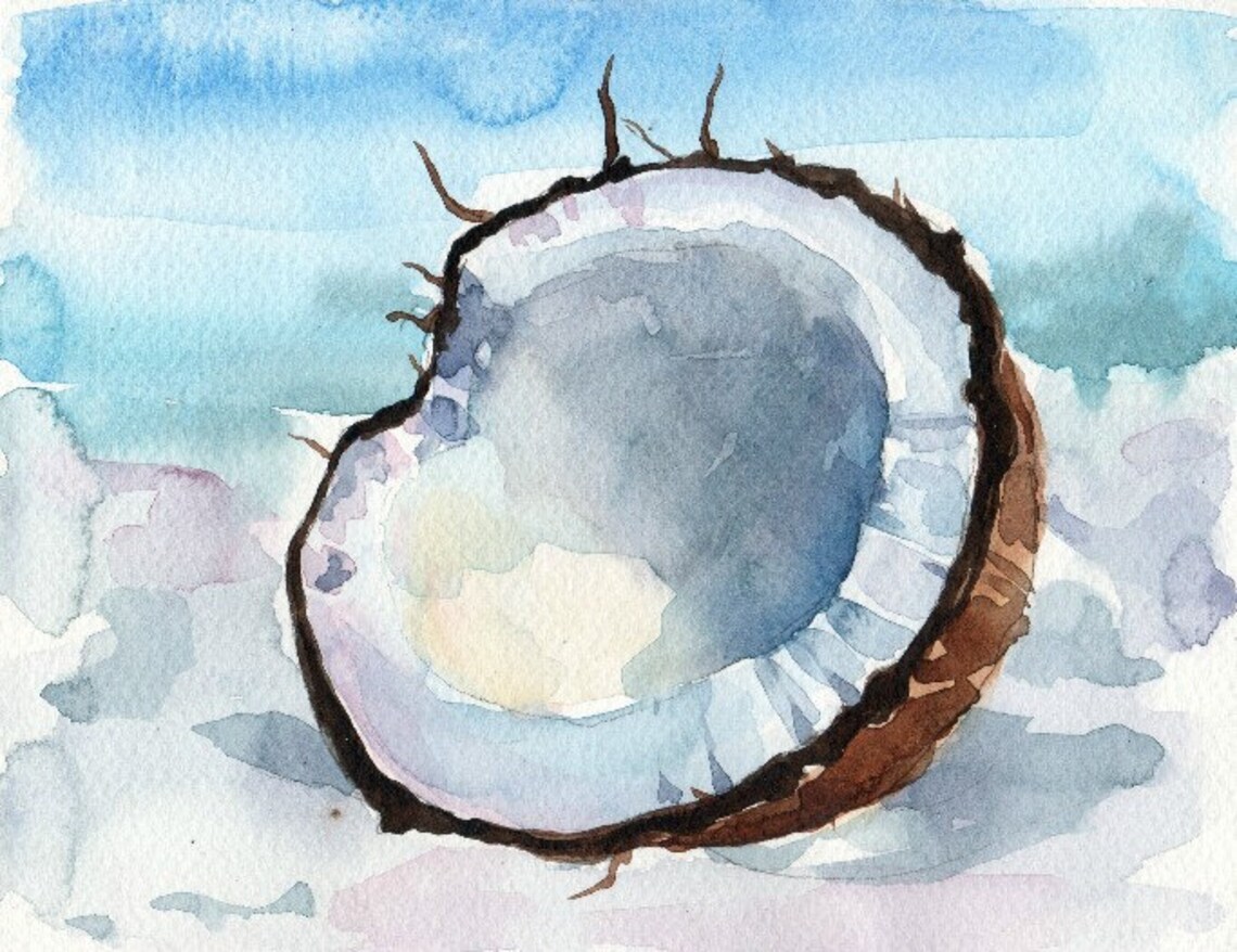 Coconut Watercolor Print - Watercolor Painting - Minimalist Poster ...