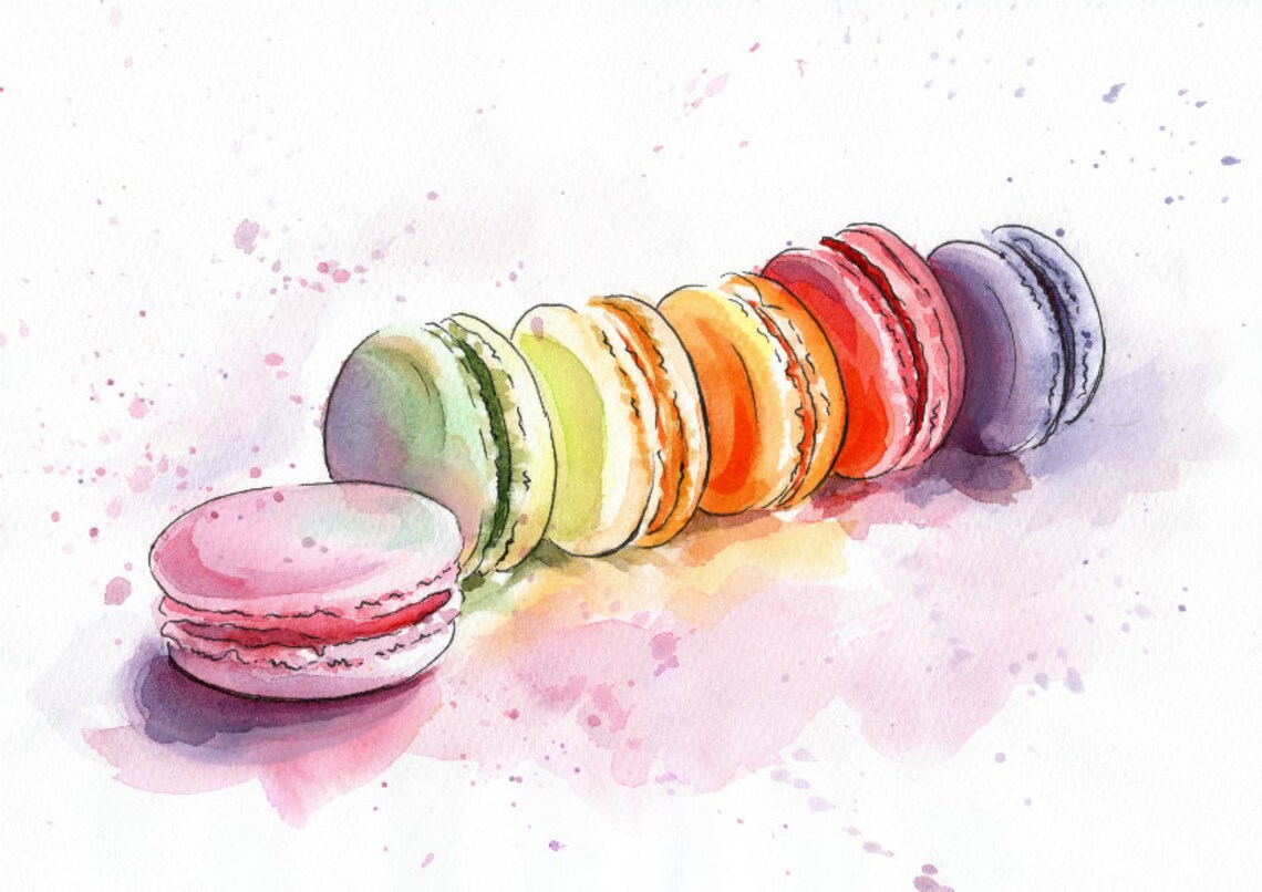 Macaroons Watercolor Print Watercolor Painting Wall Decor - Etsy