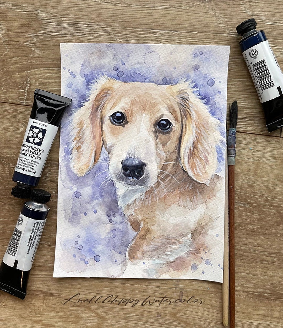 Custom Hand Painted Dog Portrait Custom Pet Watercolor Portrait Custom ...