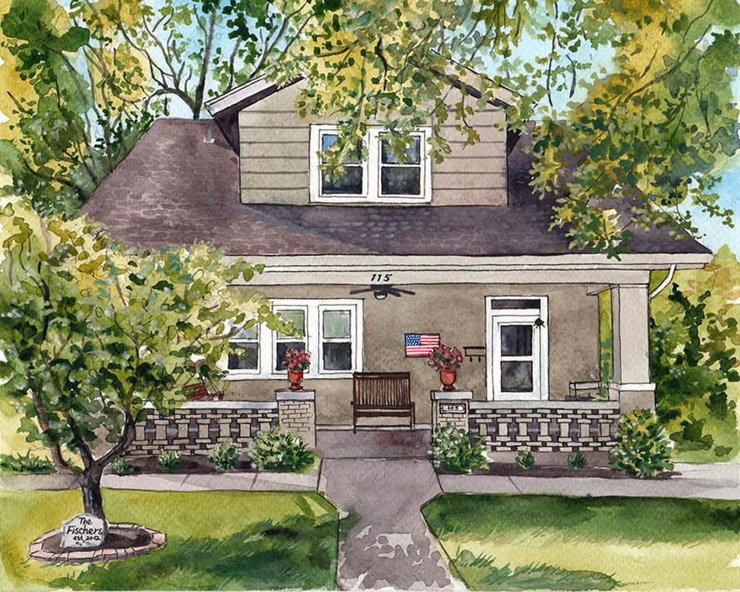 16 X 20 Large Custom House Portrait Watercolor Hand Painted Original ...