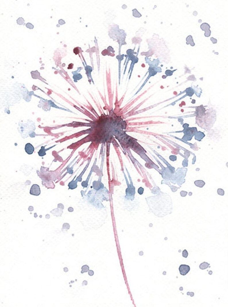 Dandelion Abstract Wall Art Watercolor Print Set of 4 Gray - Etsy