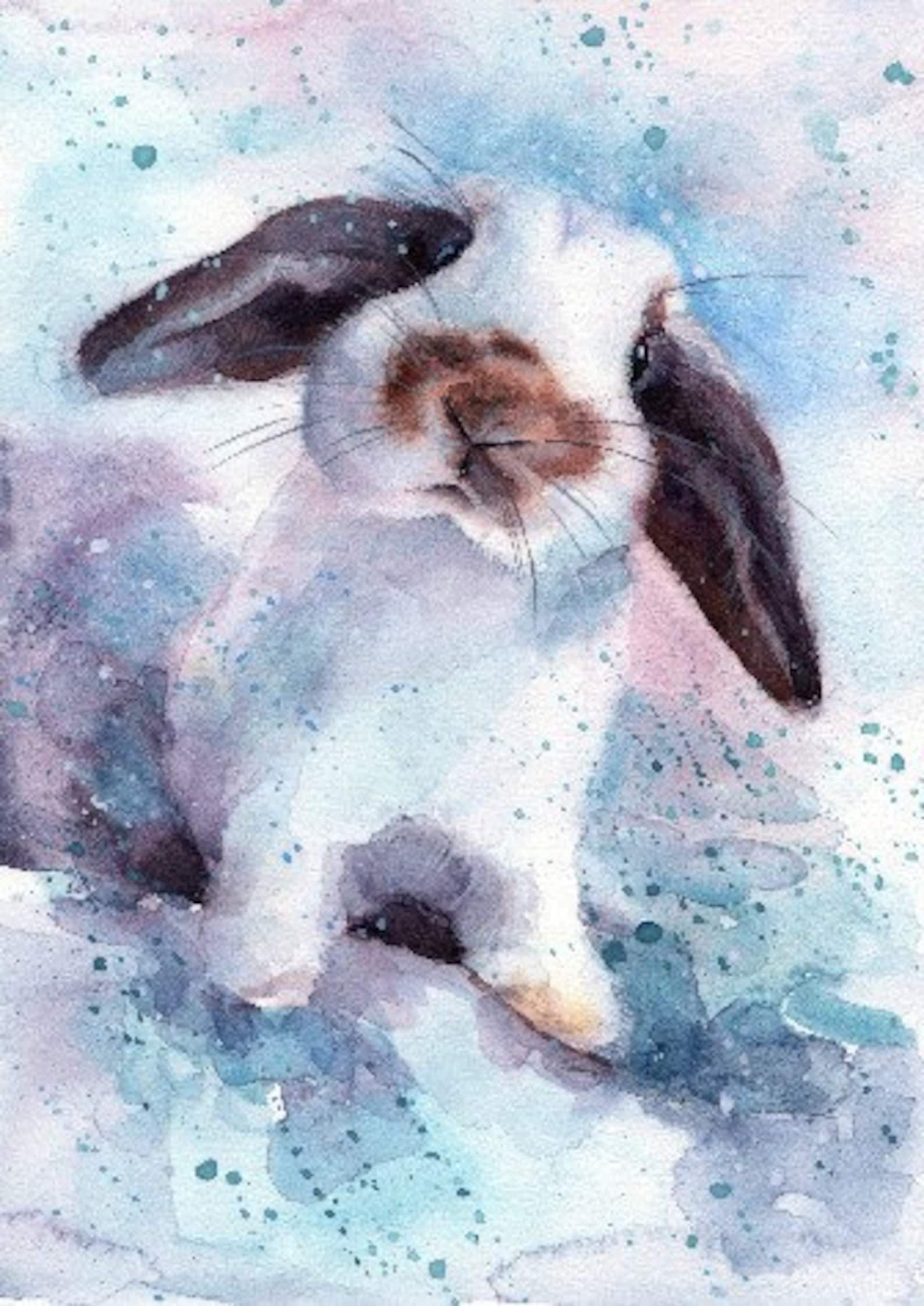 Bunny Print Rabbit Print Bunny Watercolor Christmas Gift Love - Etsy