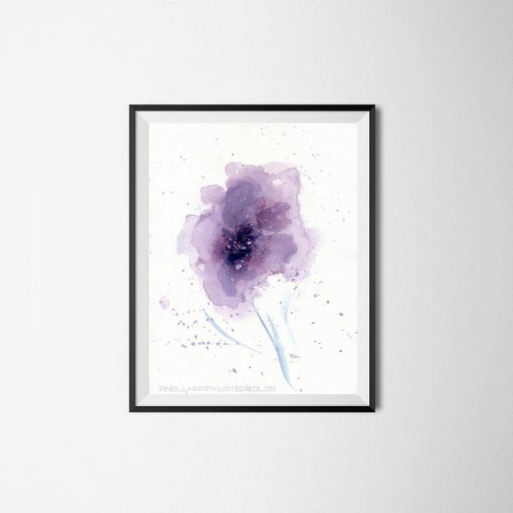 Purple Abstract Watercolor Flower Print Purple Watercolor | Etsy