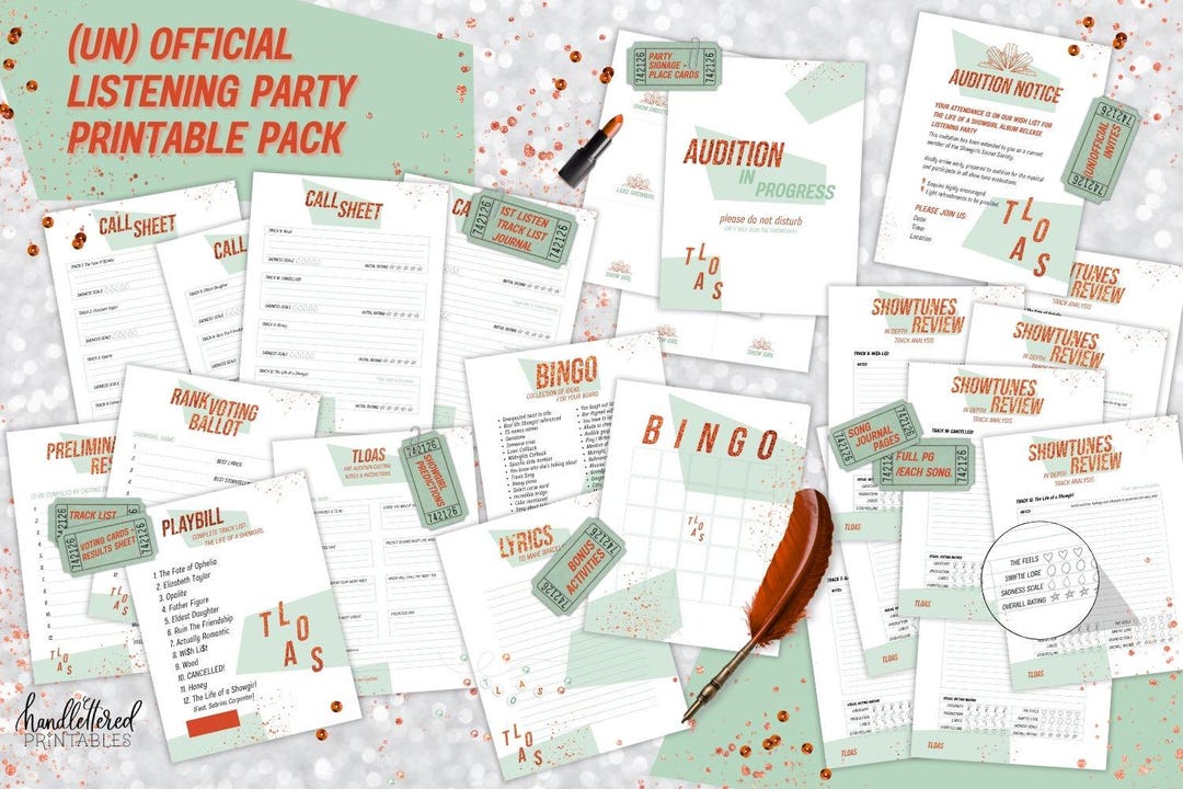 The Life of a Showgirl Printable Bundle | TLOAS Listening Party ...