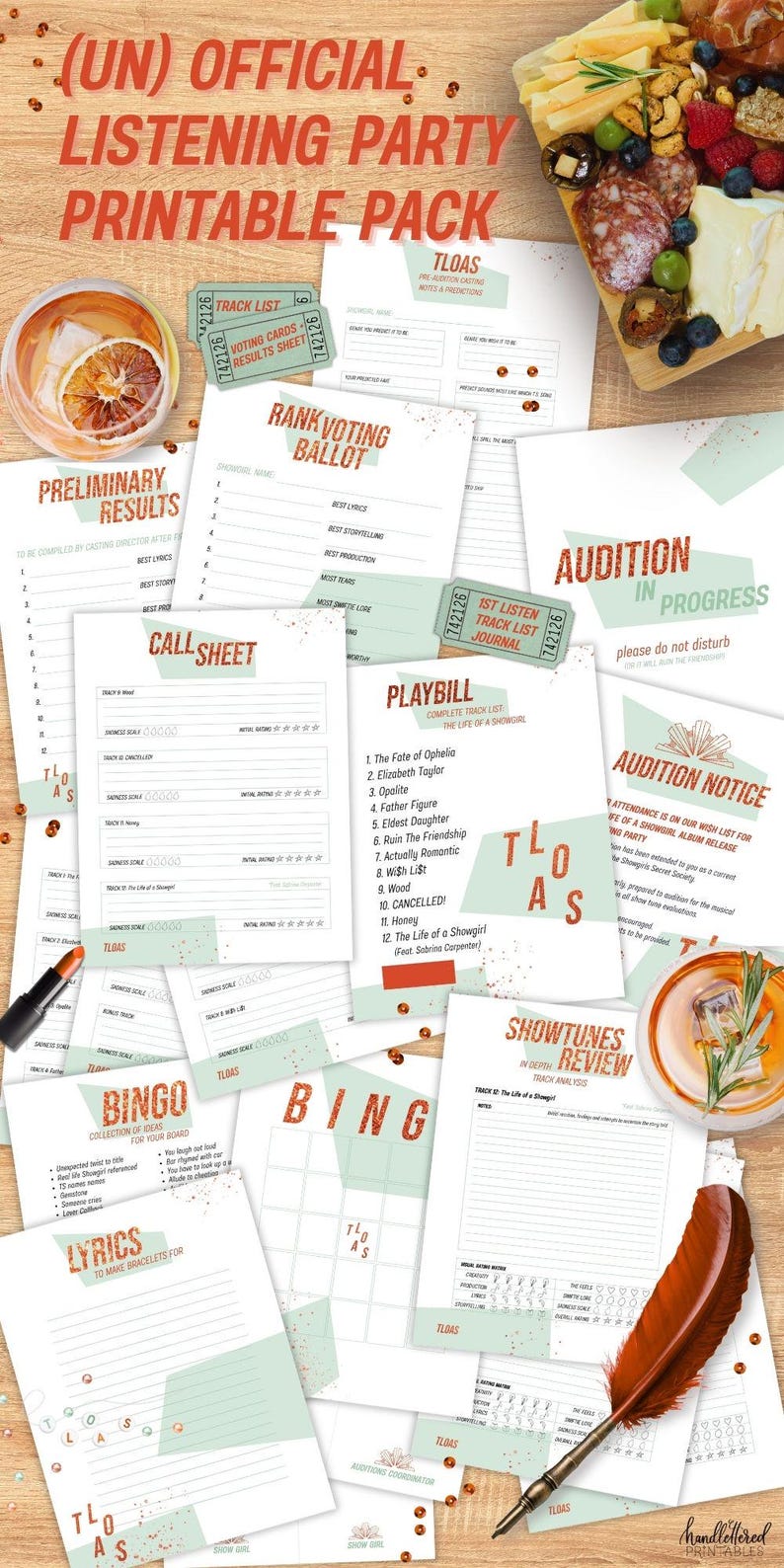 The Life of a Showgirl Printable Bundle | TLOAS Listening Party ...