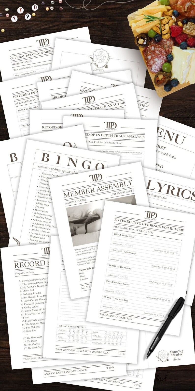 TTPD ANTHOLOGY Printable Bundle the Tortured Poets Department Listening ...