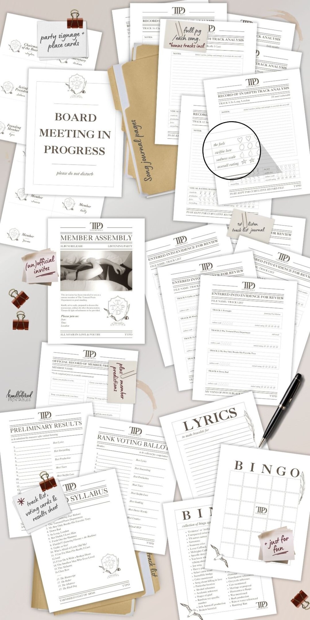 TTPD + ANTHOLOGY Printable Bundle | the Tortured Poets Department ...