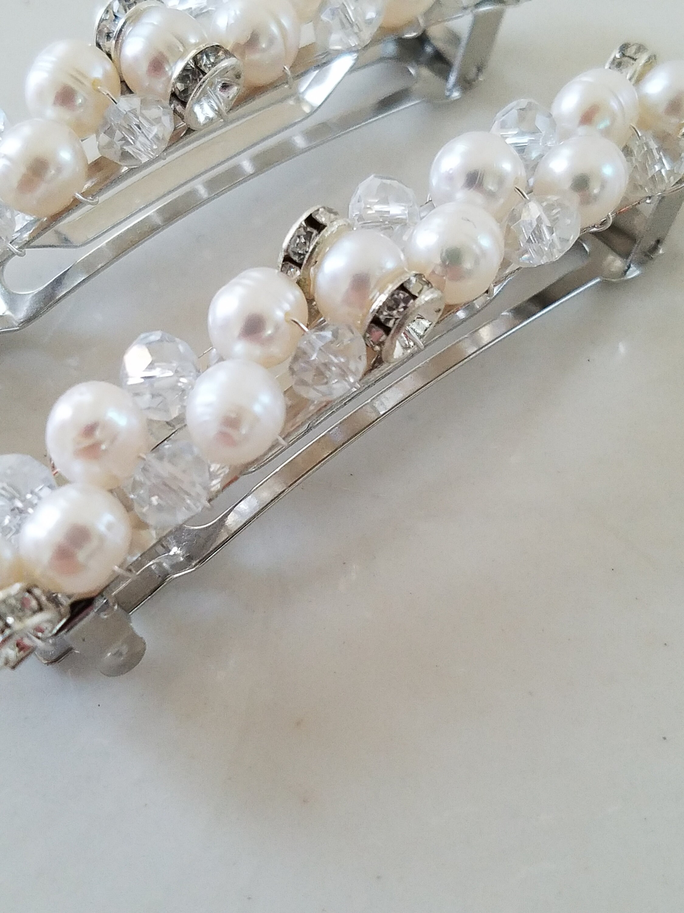 White Freshwater Pearl Barrette Pearl French Barrette - Etsy México