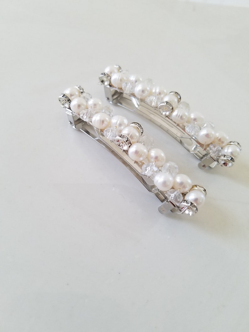 White Freshwater Pearl Barrette Pearl French Barrette - Etsy