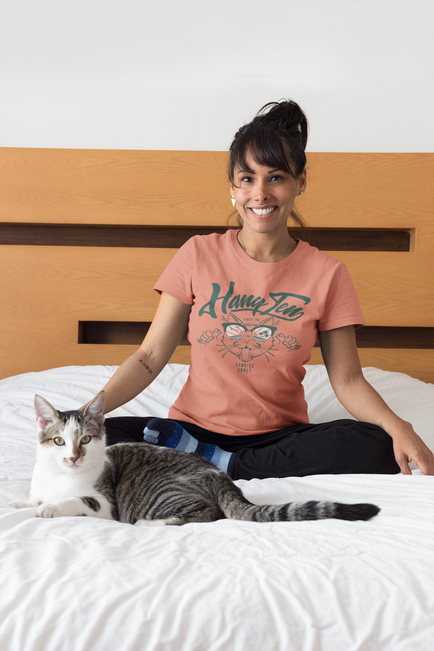 Hang Ten Funny Shaka Cat Fitted Style Cat Gift Cat Lady - Etsy