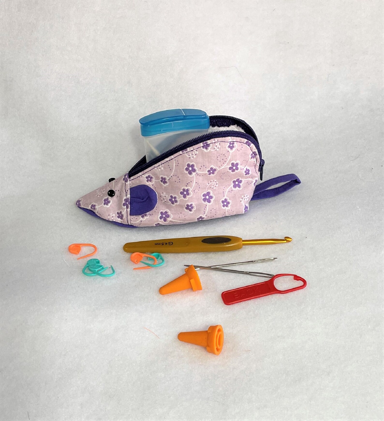 Fun Zippy Zoo Purple Floral Mouse Shaped Small Zipper Pouch - Etsy