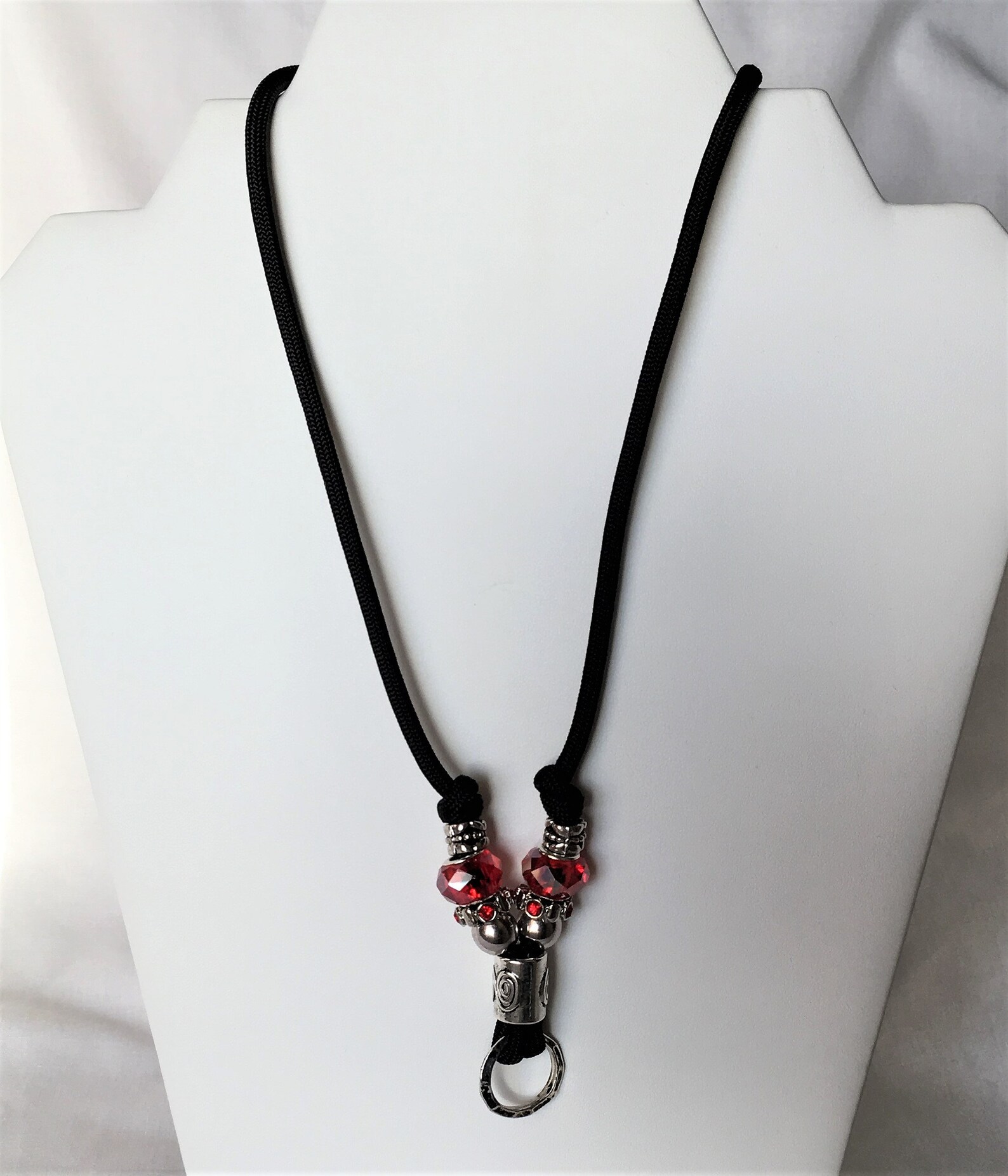 Red Beaded Lanyard Split Ring and Metal Closed Ring Neck | Etsy