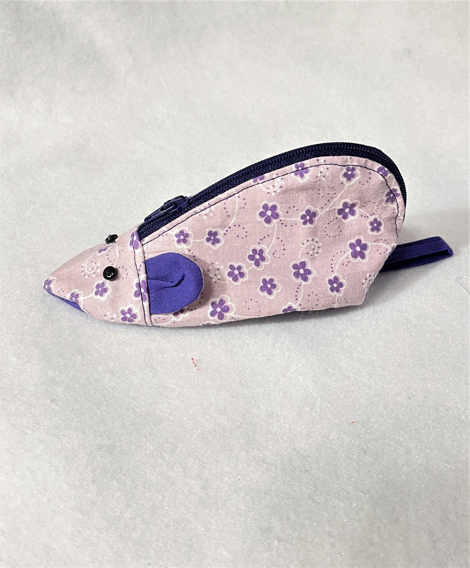 Fun Zippy Zoo Purple Floral Mouse Shaped Small Zipper Pouch, Knitting ...