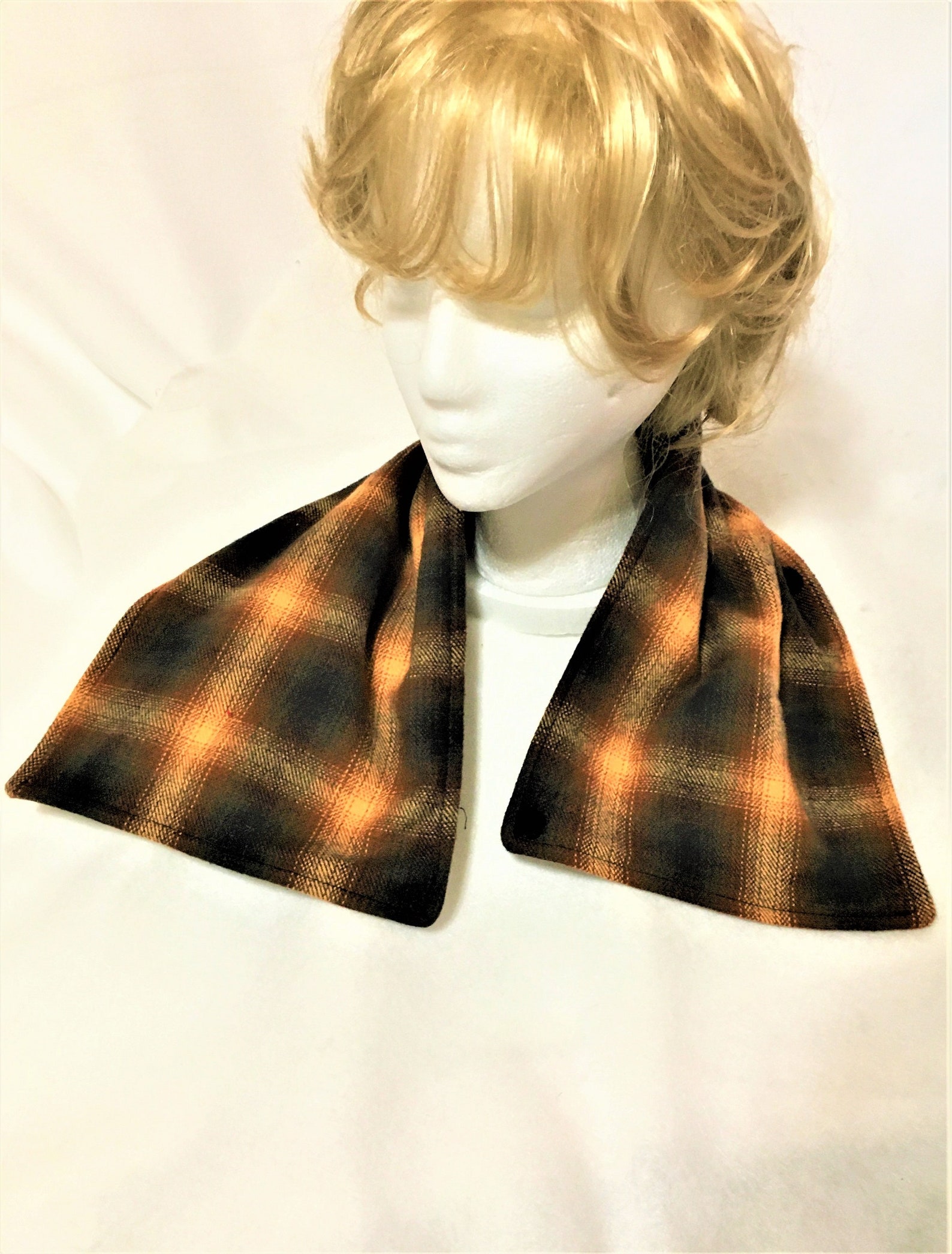 Brown and Gold Plaid Neck Wrap, Neck Warmers, Handmade Flannel Neck ...