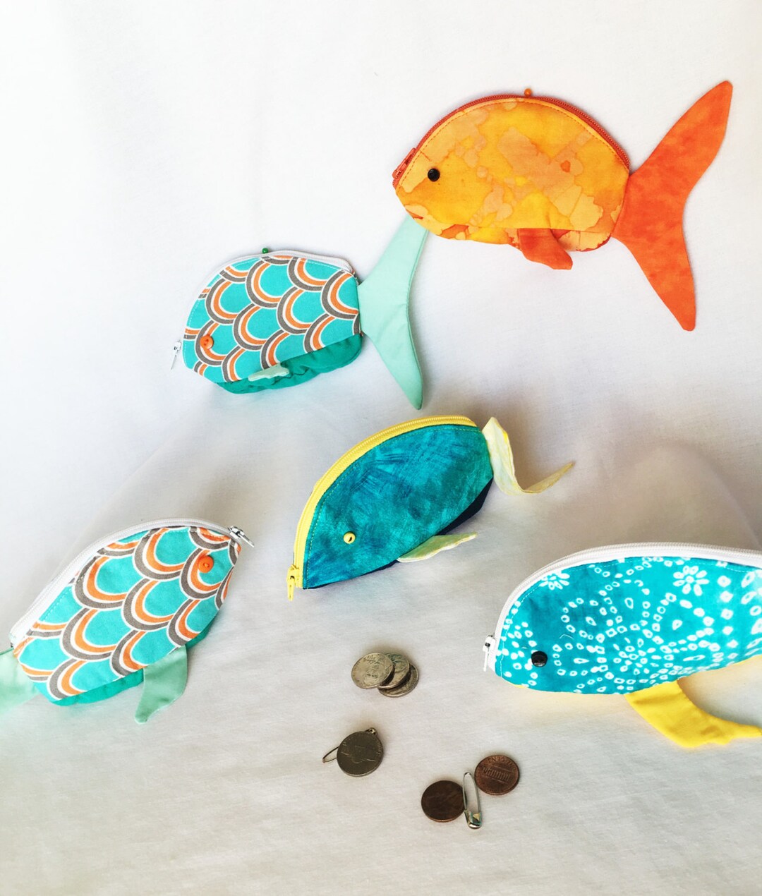 Zippy Zoo Fish Shaped Small Zipper Pouches, Knitting/crochet Project ...