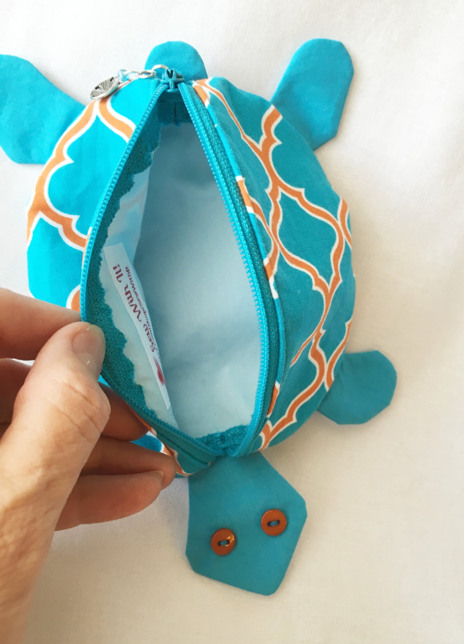 Fun Zippy Zoo Turquoise Turtle Shaped Small Zipper Pouch - Etsy