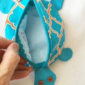 Fun Zippy Zoo Turquoise Turtle Shaped Small Zipper Pouch, Knitting ...