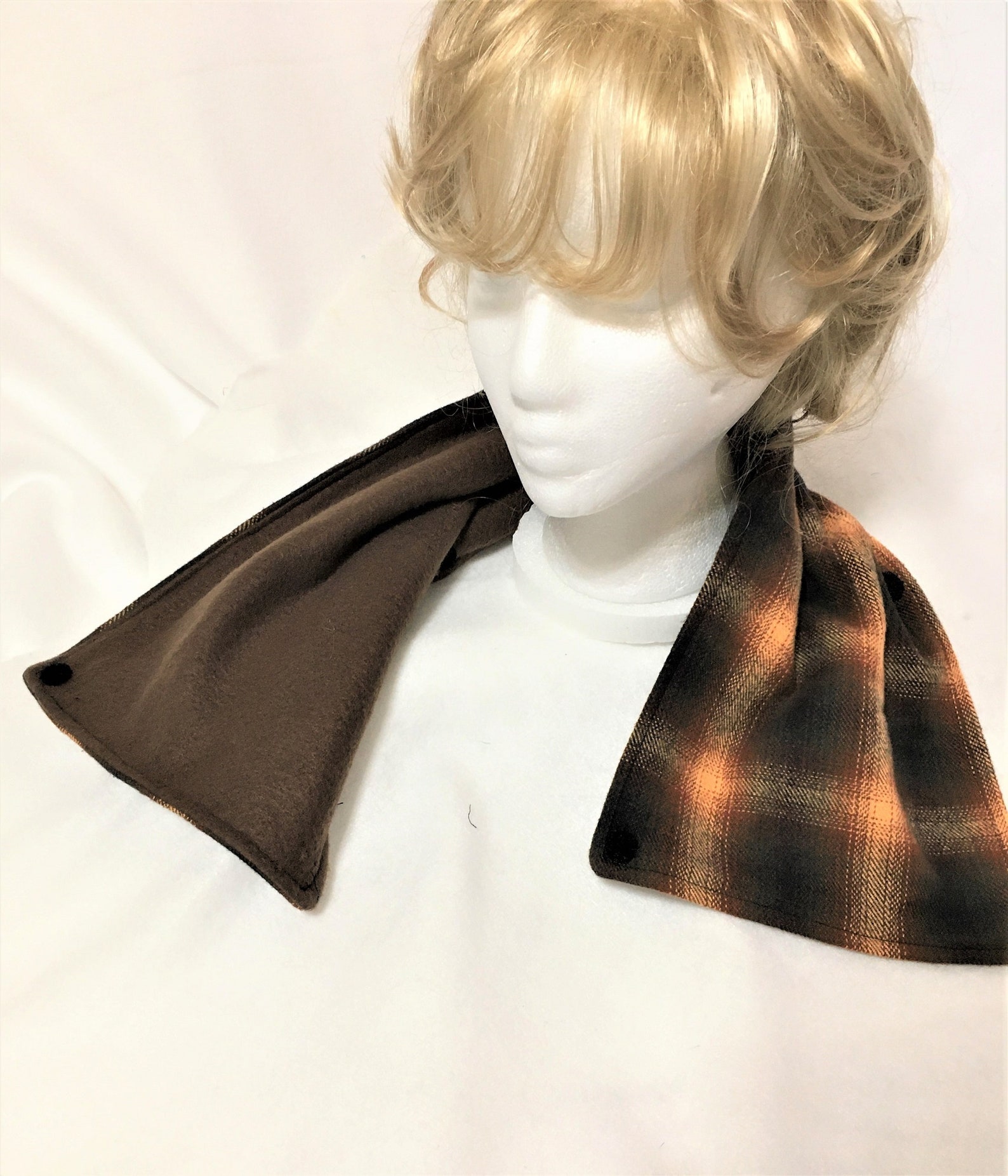 Brown and Gold Plaid Neck Wrap, Neck Warmers, Handmade Flannel Neck ...