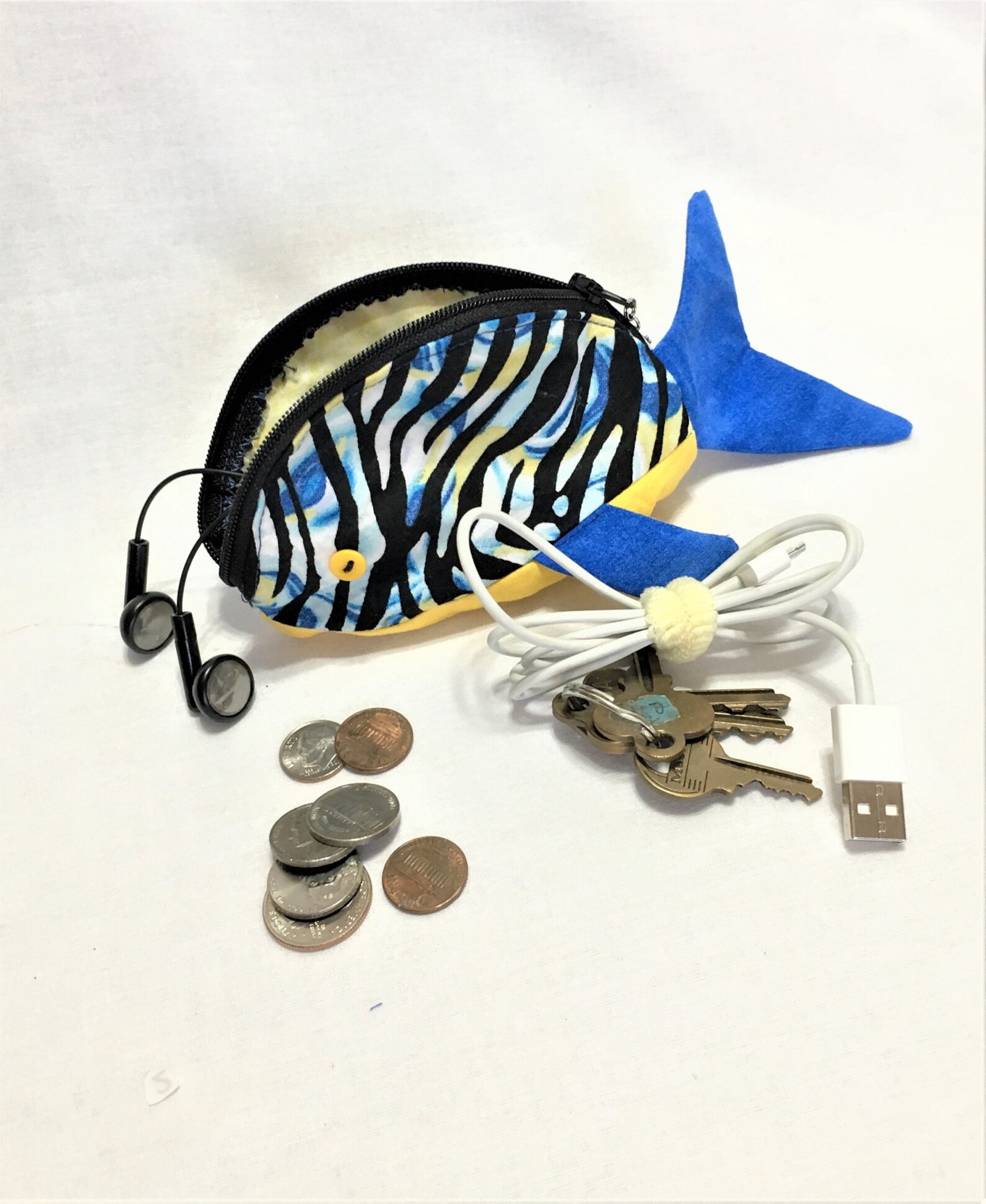 Blue Tropical Zippy Zoo Fish Shaped Zipper Pouches, Knitting/crochet ...