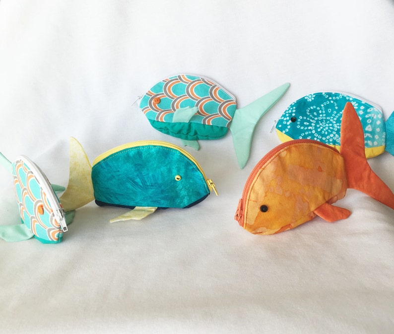 Zippy Zoo Fish Shaped Small Zipper Pouches, Knitting/crochet Project ...