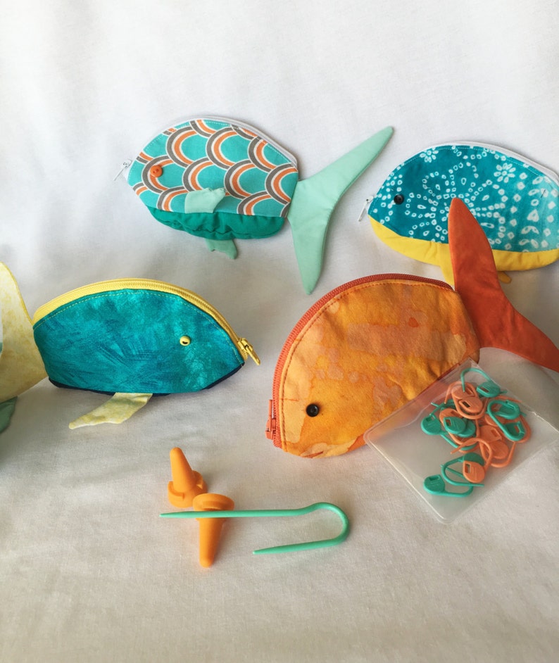 Zippy Zoo Fish Shaped Small Zipper Pouches, Knitting/crochet Project ...