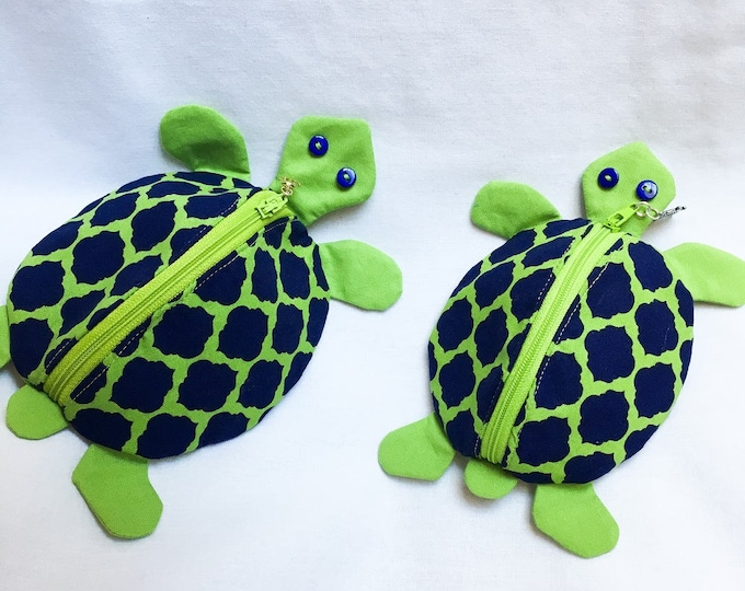 Zippy Zoo Turtle Shaped Small Zipper Pouch, Navy and Lime Knitting ...