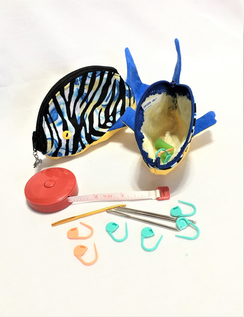 Blue Tropical Zippy Zoo Fish Shaped Zipper Pouches, Knitting/crochet ...