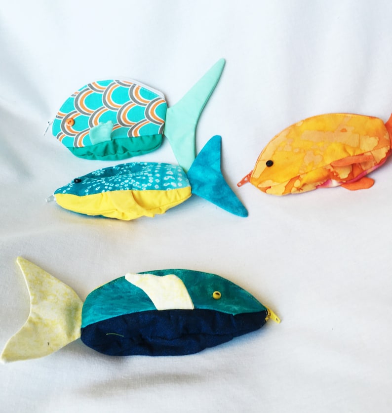 Zippy Zoo Fish Shaped Small Zipper Pouches, Knitting/crochet Project ...