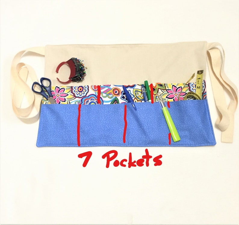 Work Crafters Teal Floral Apron, Canvas and Big Pockets Apron, Craft ...