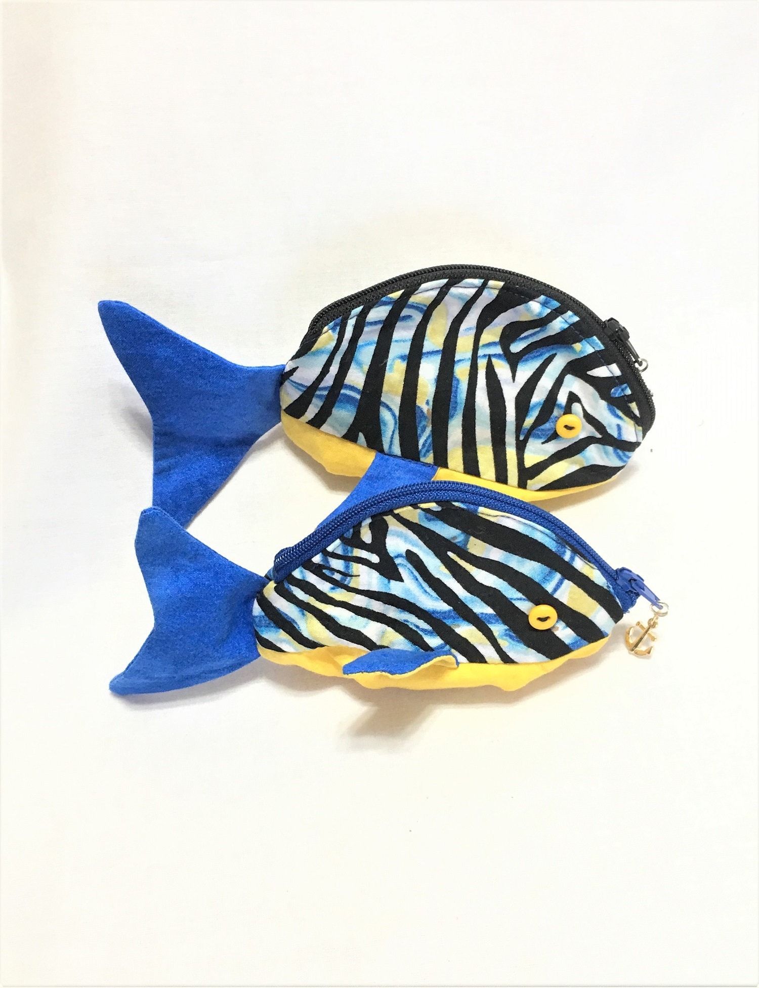 Blue Tropical Zippy Zoo Fish Shaped Zipper Pouches, Knitting/crochet ...