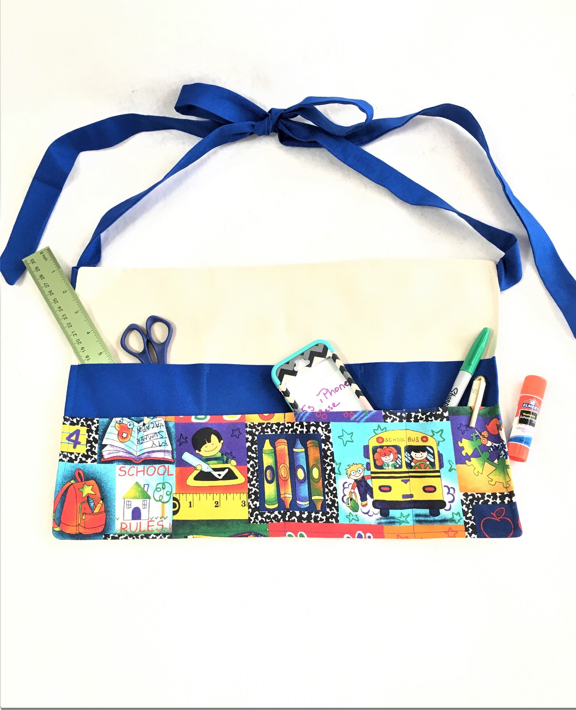 School Bus Kids Themed Big Pocket Apron Teachers Festival - Etsy
