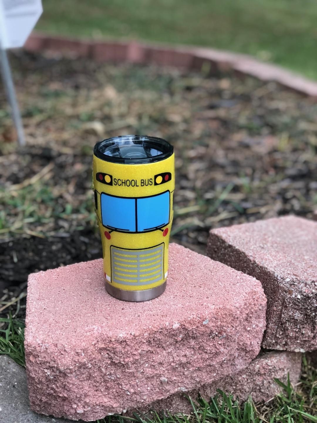 School Bus Tumbler,school Bus Glitter Cup, School Bus Cup, Yellow Bus ...