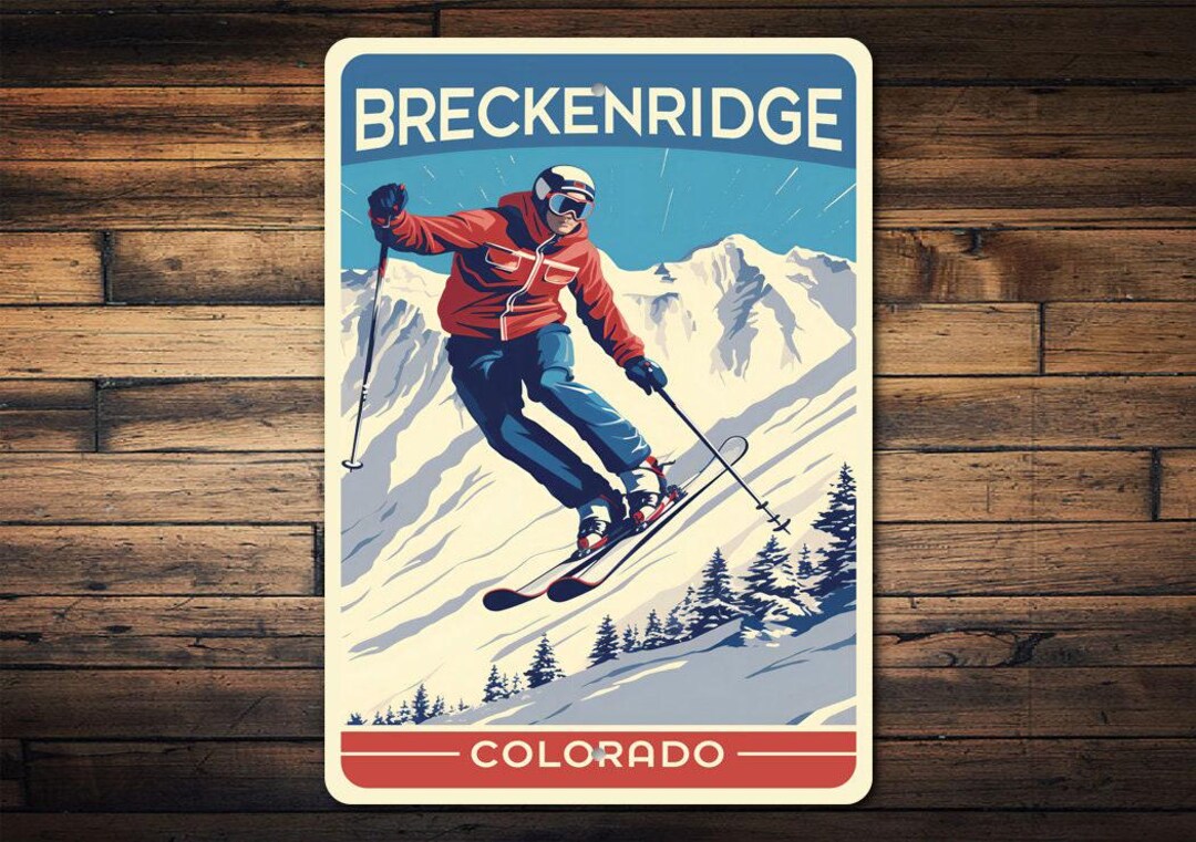 Breckenridge Colorado Metal Sign, Skiing Wall Decor, Mountain Themed ...